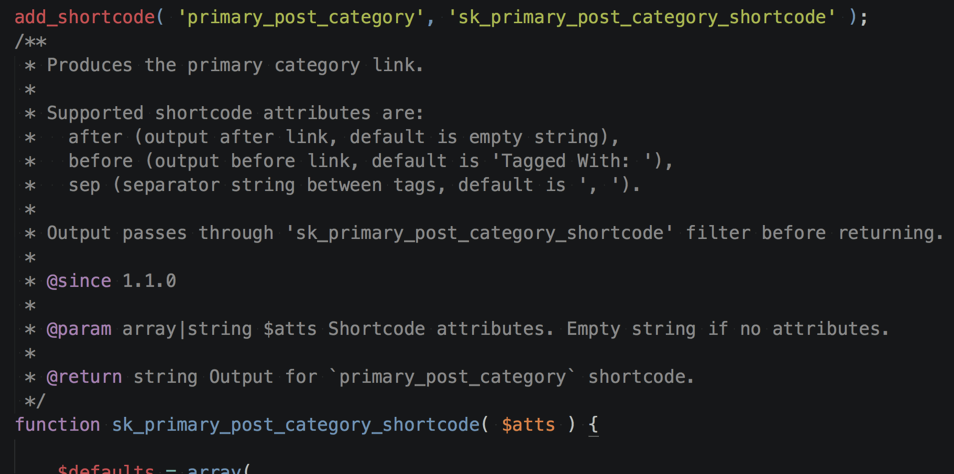 Custom Shortcode for Primary Category Link in Genesis Entry Meta using ...